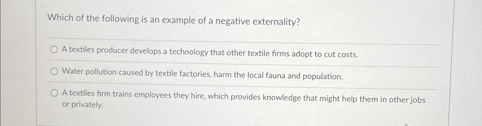 Solved Which of the following is an example of a negative | Chegg.com