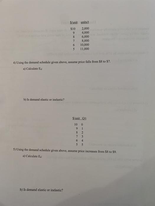 Solved Elasticity Worksheet Answer the following elasticity | Chegg.com