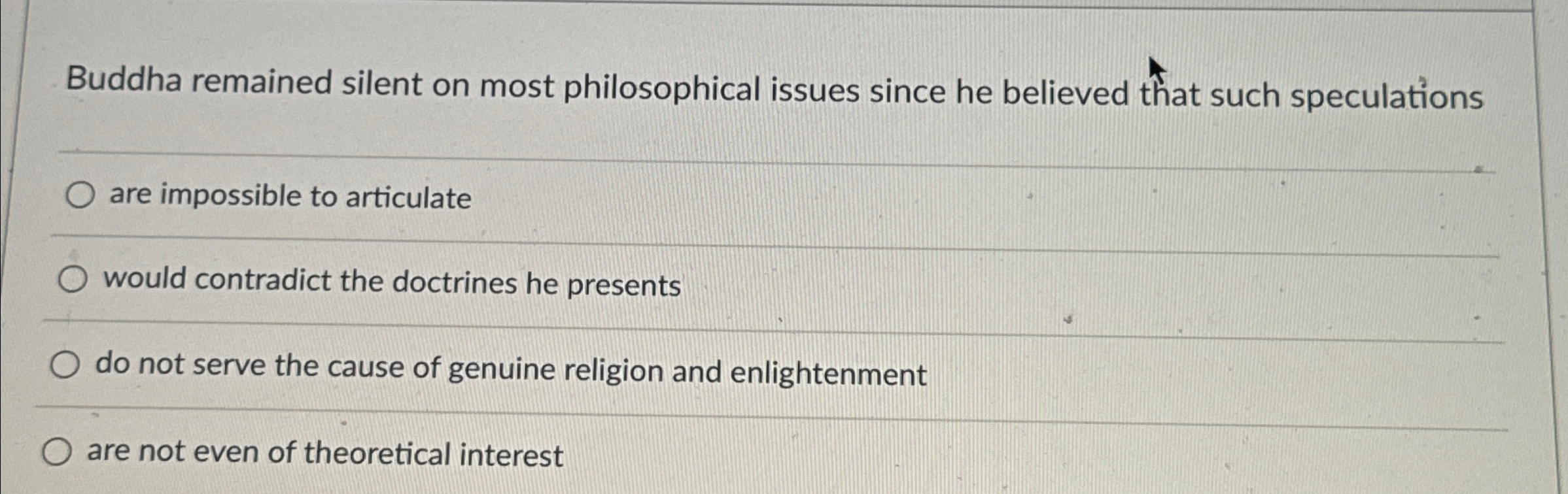 Solved Buddha remained silent on most philosophical issues | Chegg.com