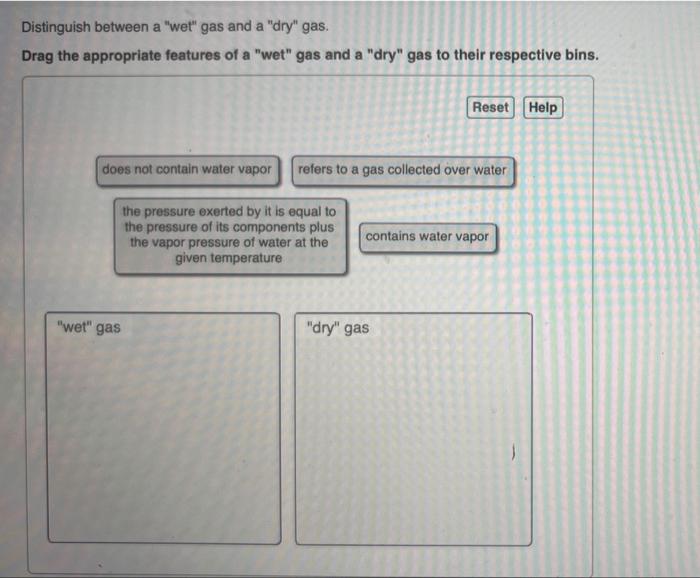 Solved Distinguish between a "wet" gas and a "dry" gas. Drag | Chegg.com