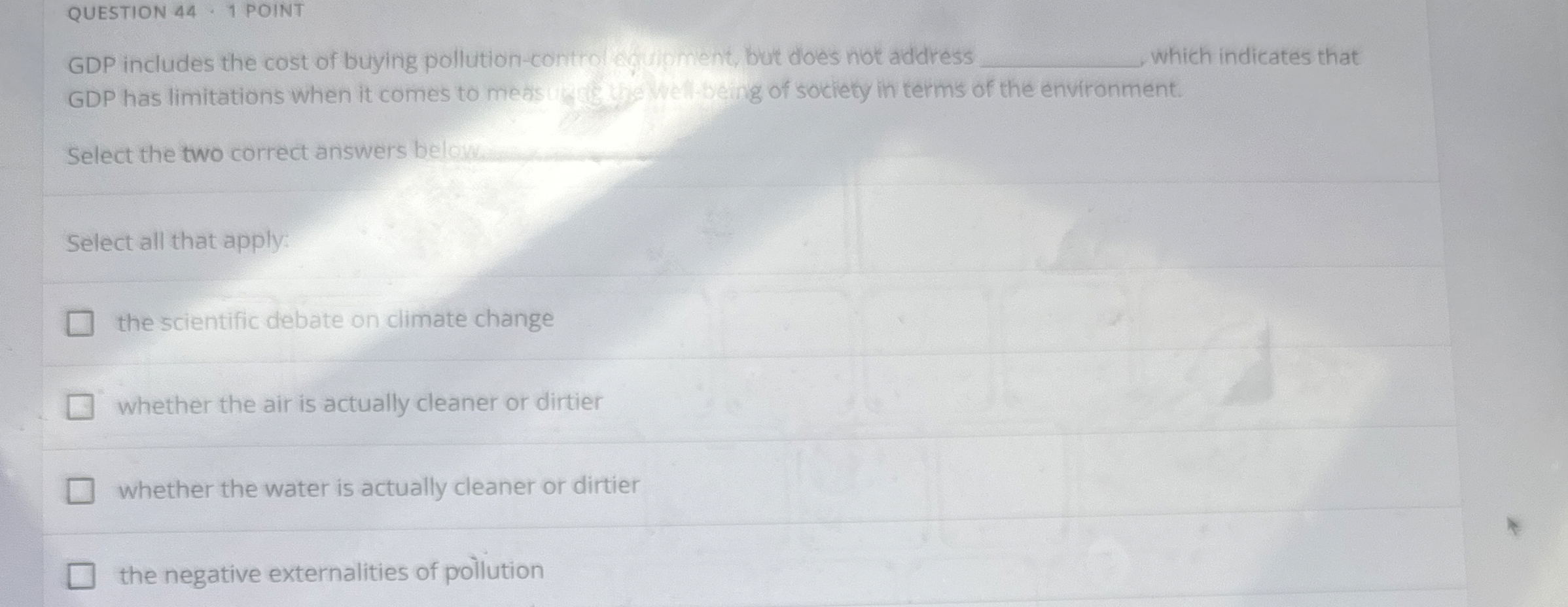 Solved QUESTION 44 ﻿: 1 ﻿POINTGDP includes the cost of | Chegg.com