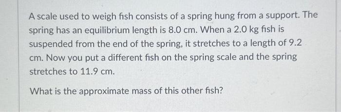 Solved A scale used to weigh fish consists of a spring hung | Chegg.com