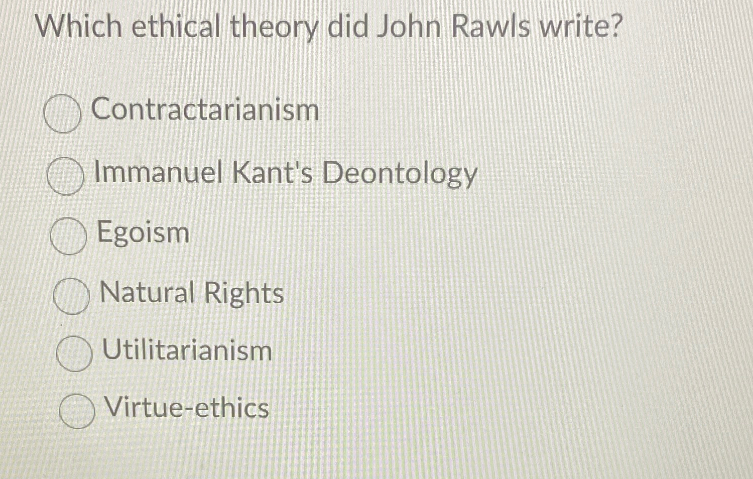 Solved Which ethical theory did John Rawls | Chegg.com