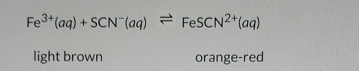 Solved Write the equilibrium reaction of Fe3+ and SCN−as | Chegg.com