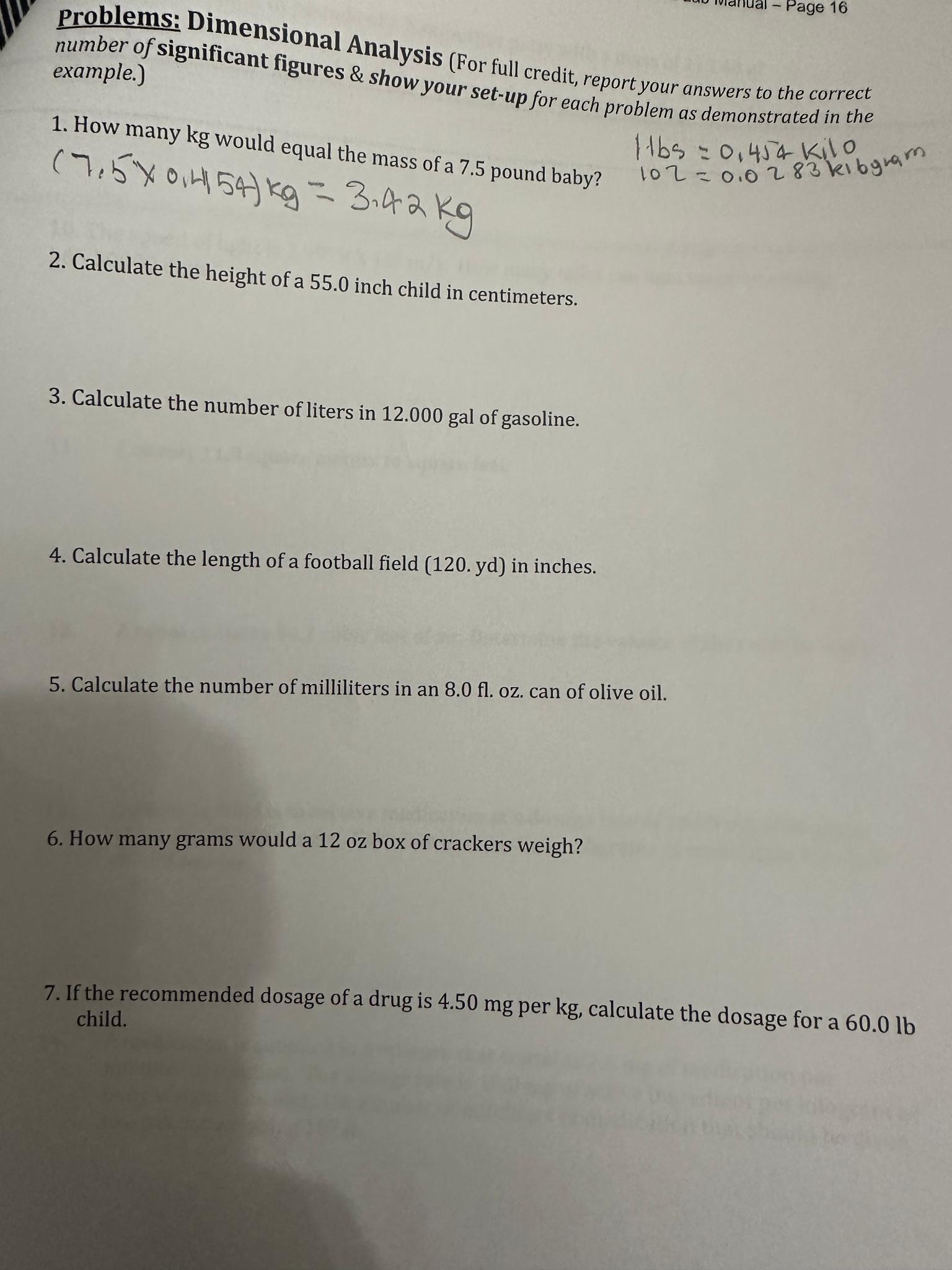 Solved Problems: Dimensional Analysis (For full credit, | Chegg.com