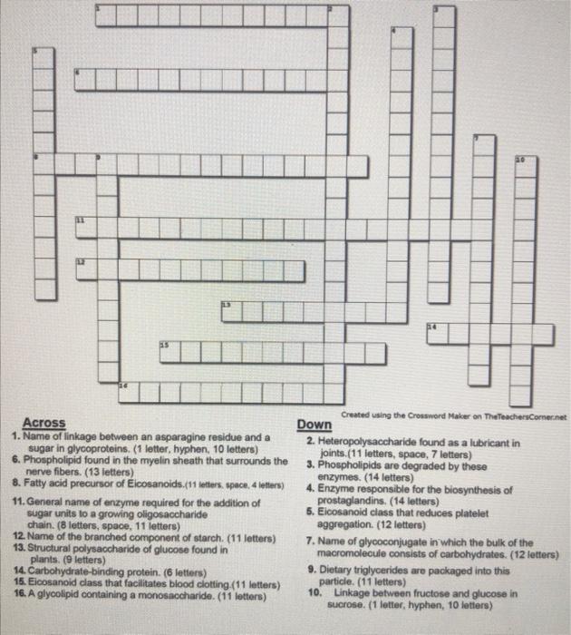 Solved Created using the Crossword Maker on The Teachers | Chegg.com
