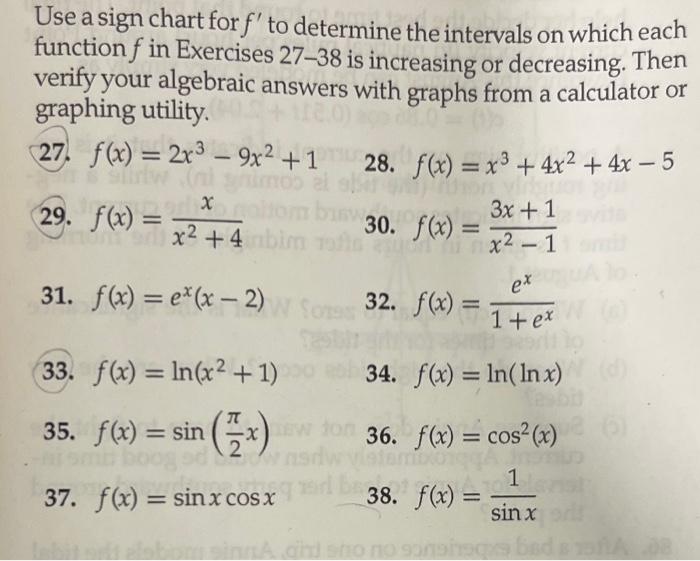 Solved Use a sign chart for f′ to determine the intervals on | Chegg.com