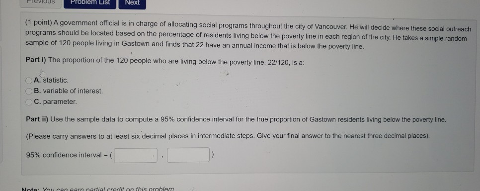 Solved revious Problem List Next (1 point) A government | Chegg.com