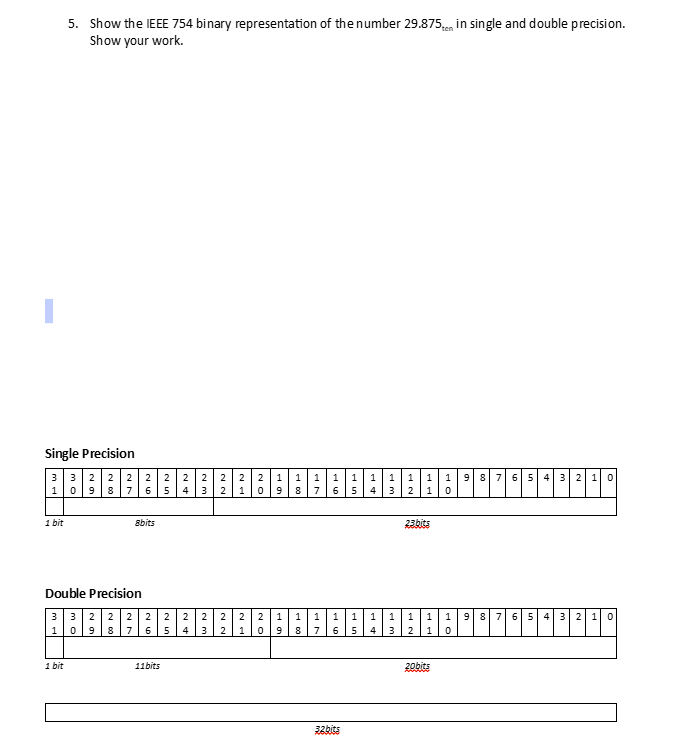 Solved Show the IEEE 754 ﻿binary representation of ﻿the | Chegg.com