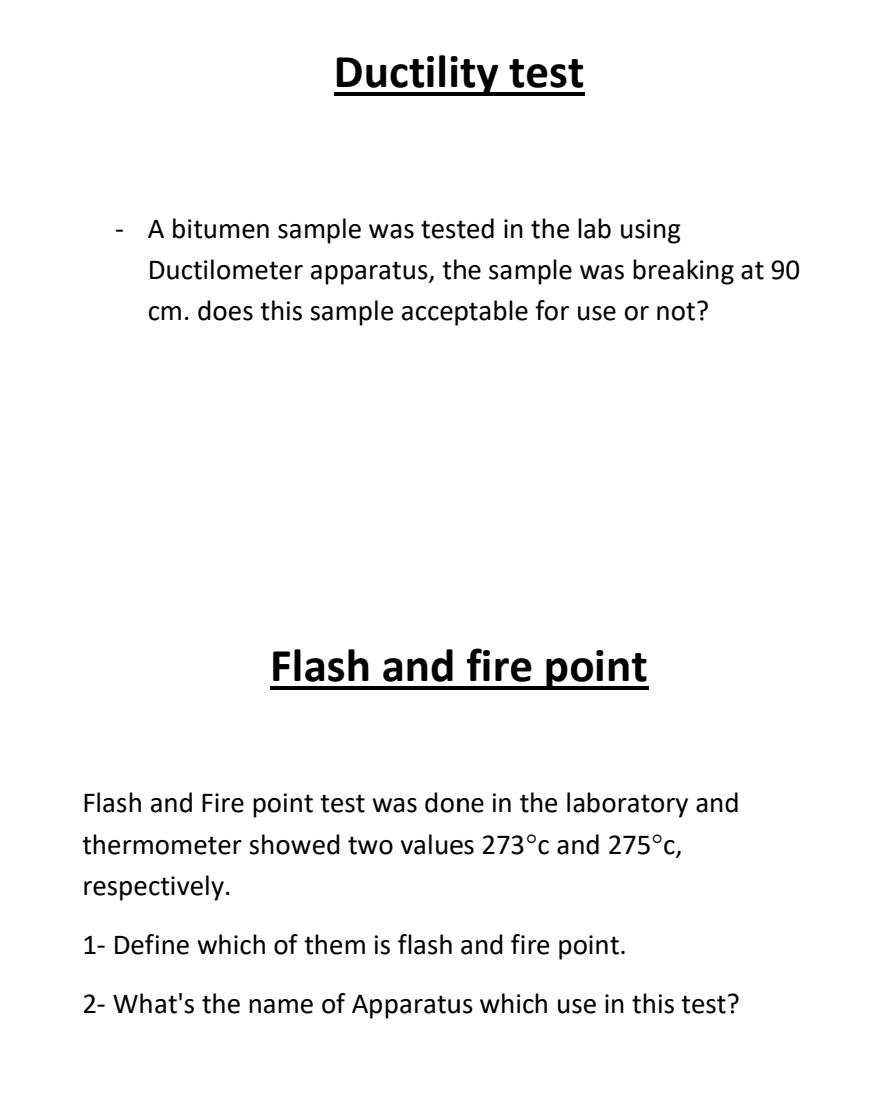 Solved Ductility test A bitumen sample was tested in the lab | Chegg.com