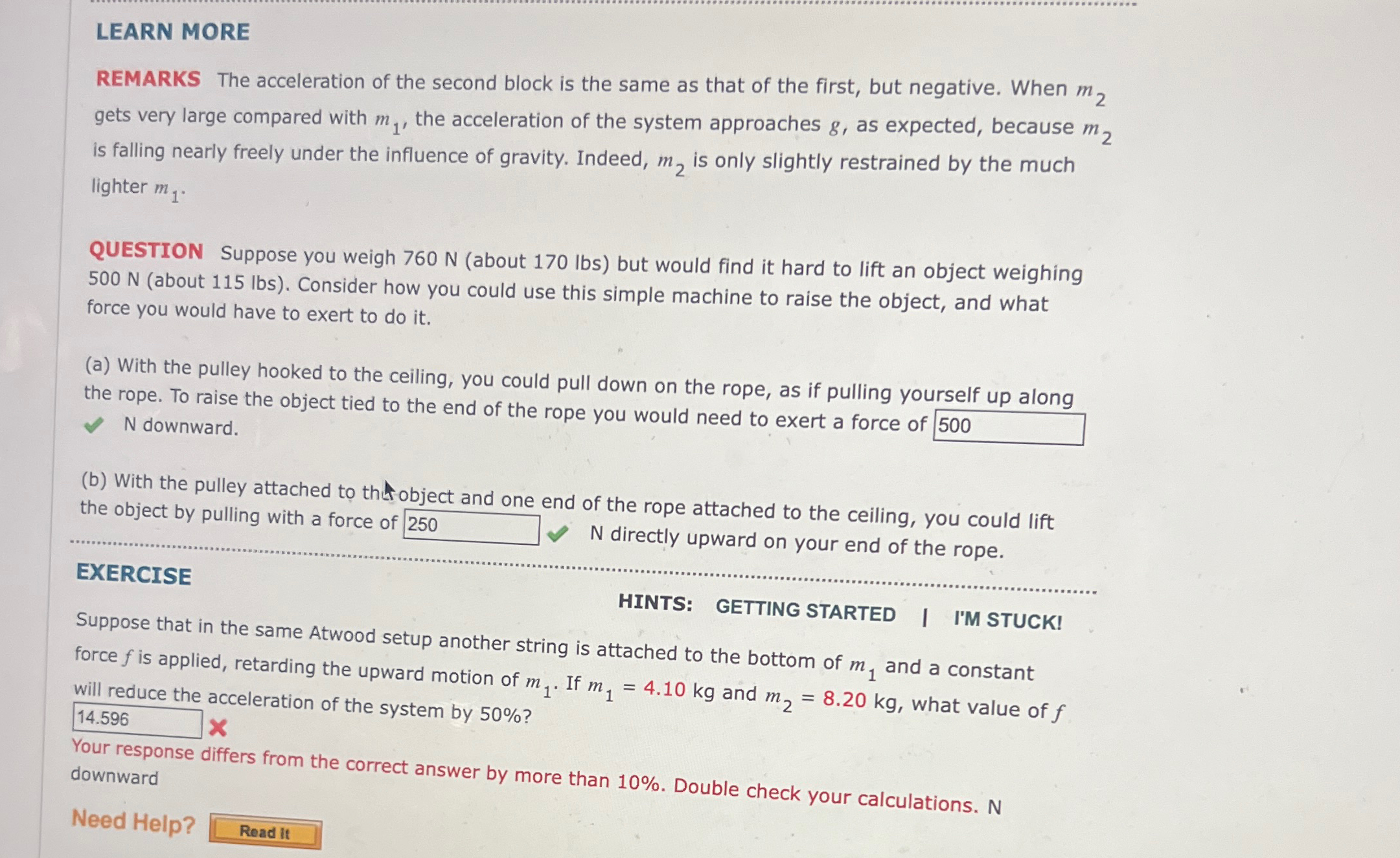 Solved LEARN MOREREMARKS The acceleration of the second | Chegg.com