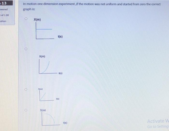 Solved 13 In motion one dimension experiment.If the motion | Chegg.com