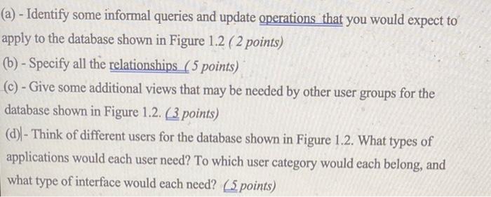 Solved (a) - Identify some informal queries and update | Chegg.com