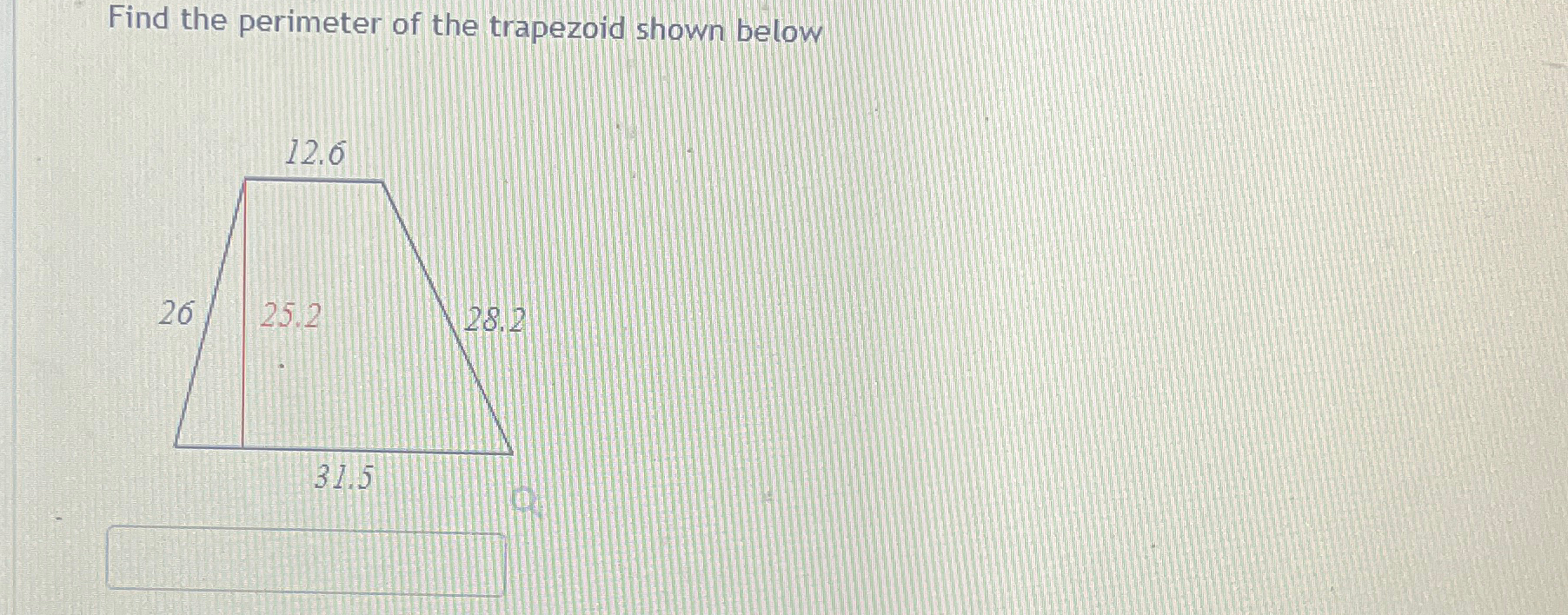 Solved Find the perimeter of the trapezoid shown below | Chegg.com