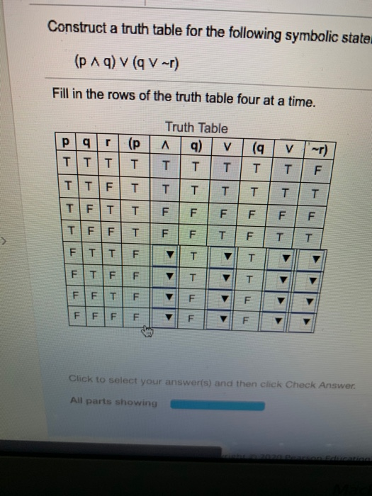 Solved Construct a truth table for the following symbolic | Chegg.com