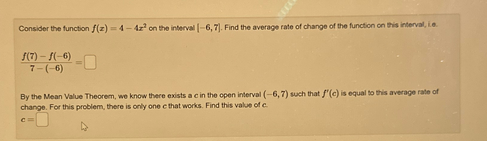 Solved Consider the function f(x)=4-4x2 ﻿on the interval | Chegg.com