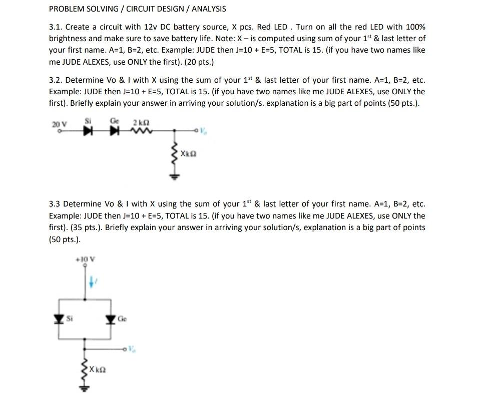 Solved PROBLEM SOLVING / CIRCUIT DESIGN / ANALYSIS 3.1. | Chegg.com