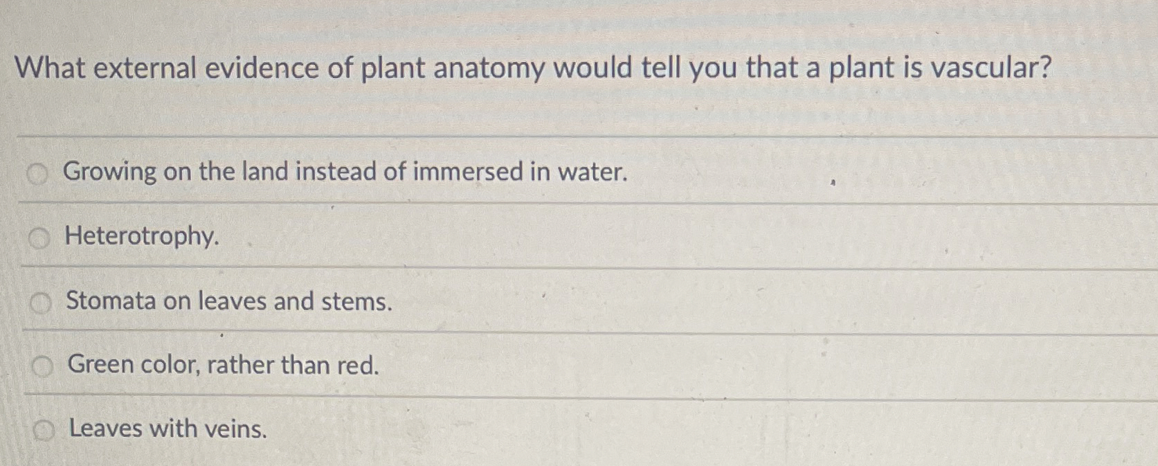 Solved What external evidence of plant anatomy would tell | Chegg.com