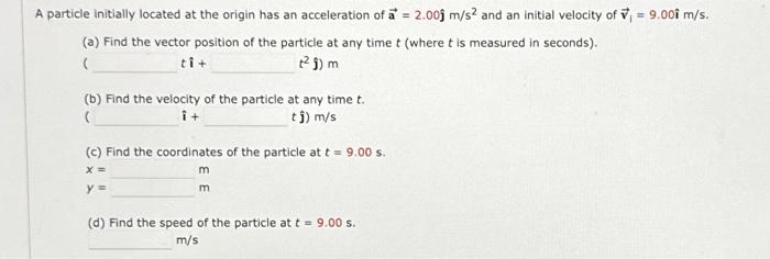 Solved A particle initially located at the origin has an | Chegg.com