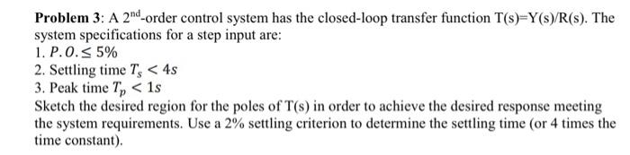 Solved Problem 3: A 2nd-order control system has the | Chegg.com