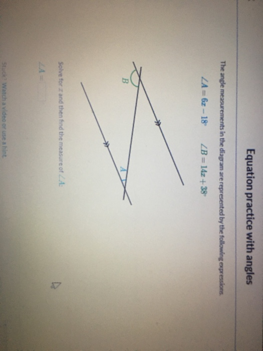 Solved Equation practice with angles The angle measurements | Chegg.com