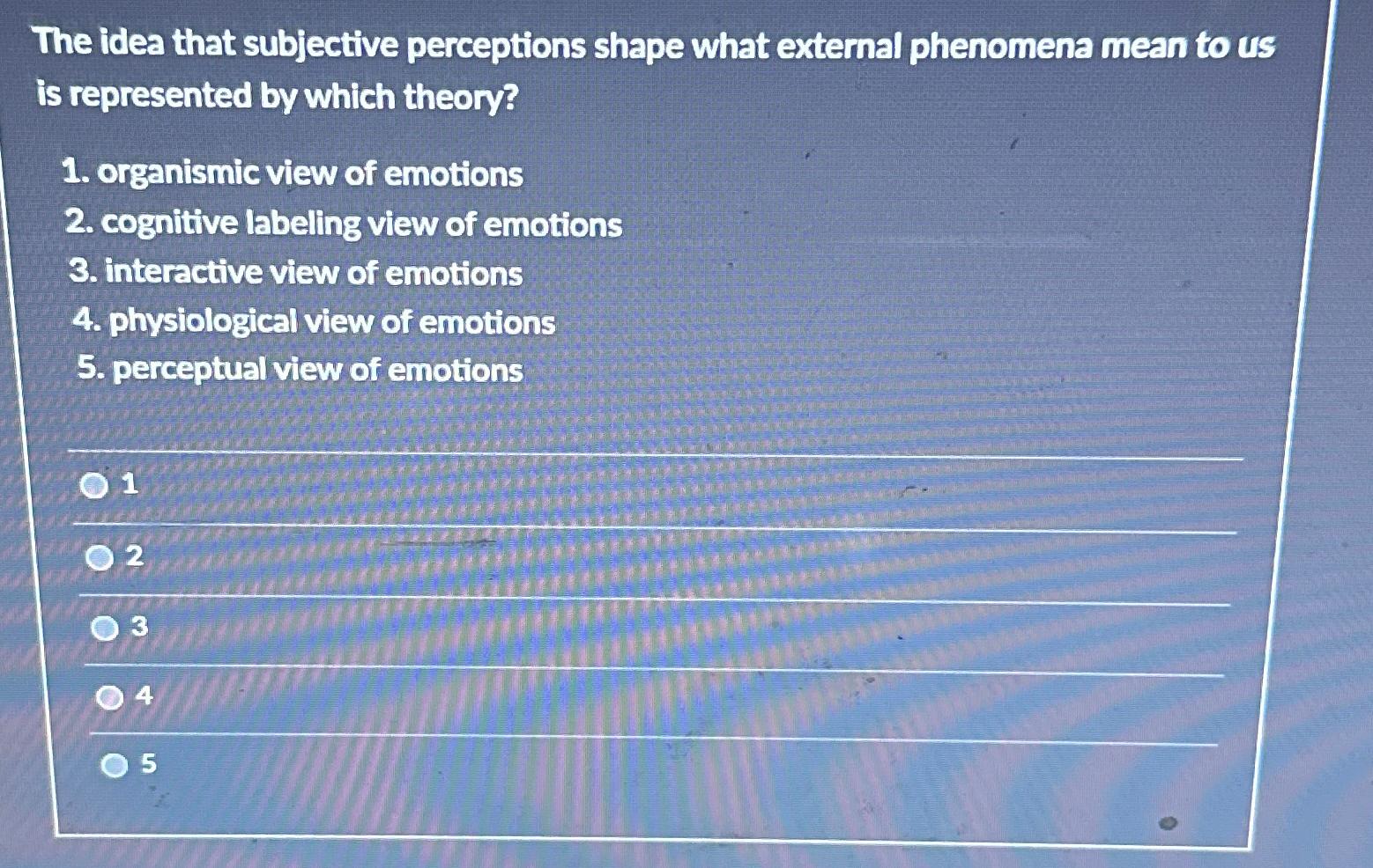 Solved The idea that subjective perceptions shape what | Chegg.com