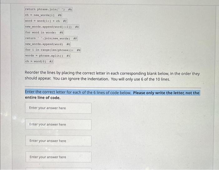 Solved Q5 Code Mangler: Split and Join 10 Points Tracey | Chegg.com