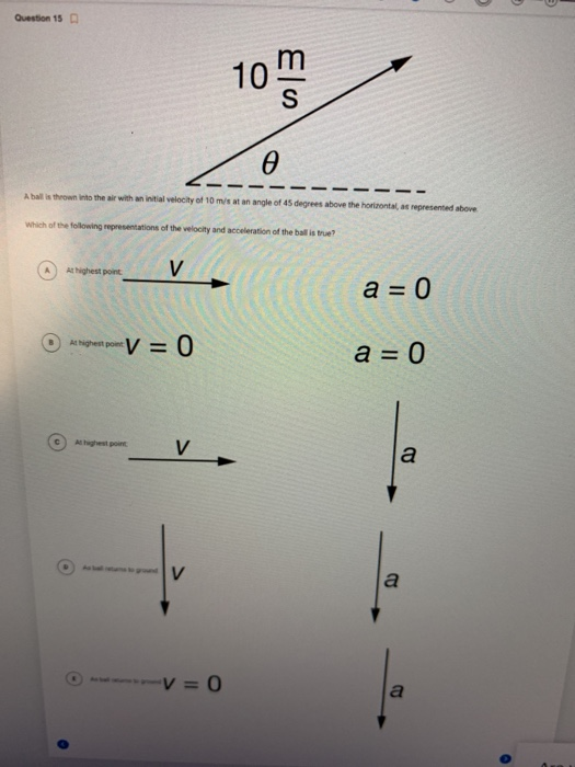 Solved Question 15 0 A ball is thrown - - - - - - - - - to | Chegg.com