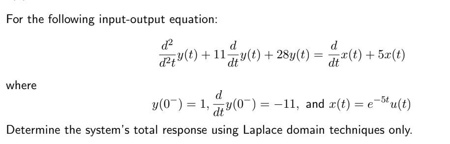 For The Following Input Output Equation