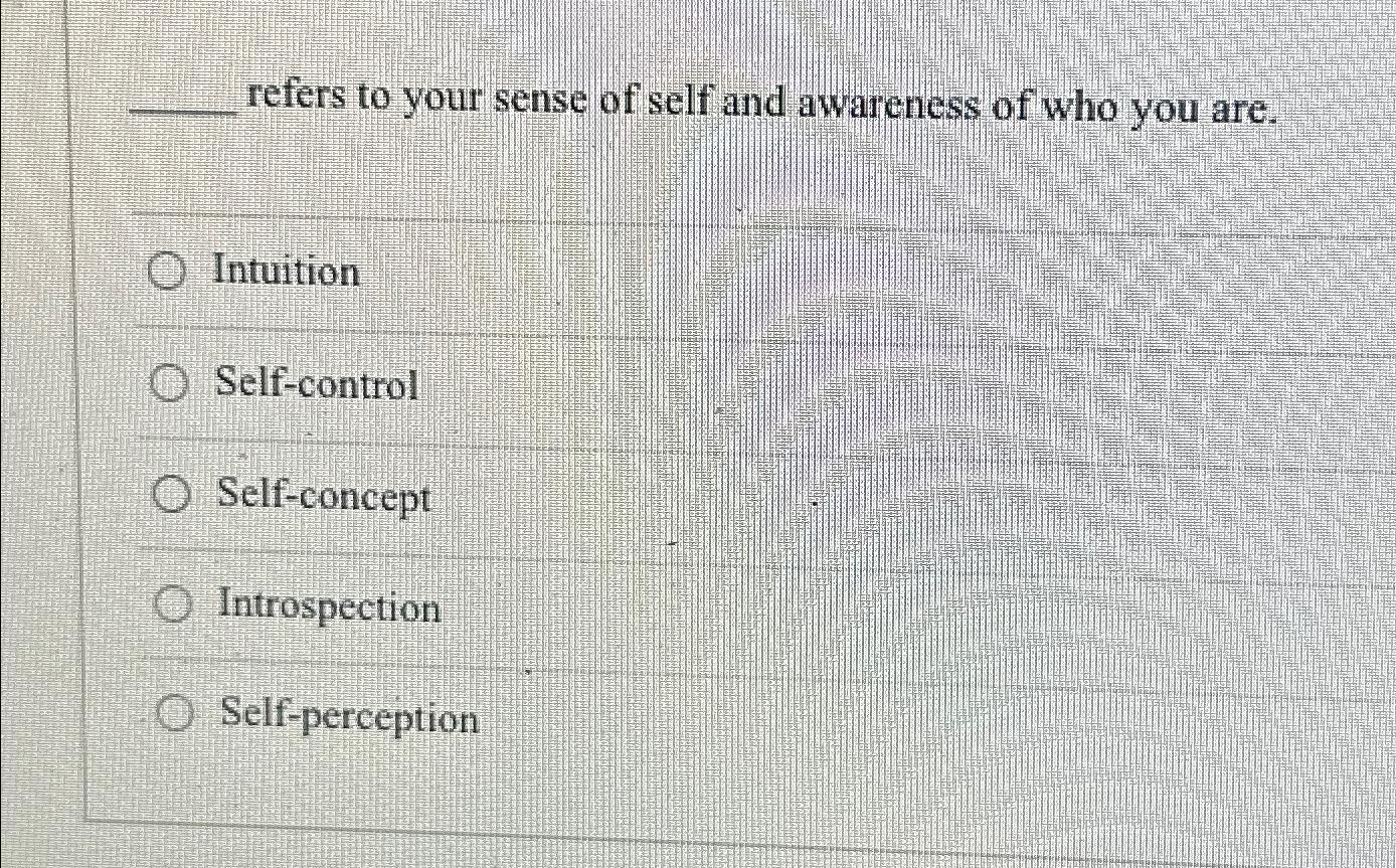 Solved refers to your sense of self and awareness of who you | Chegg.com