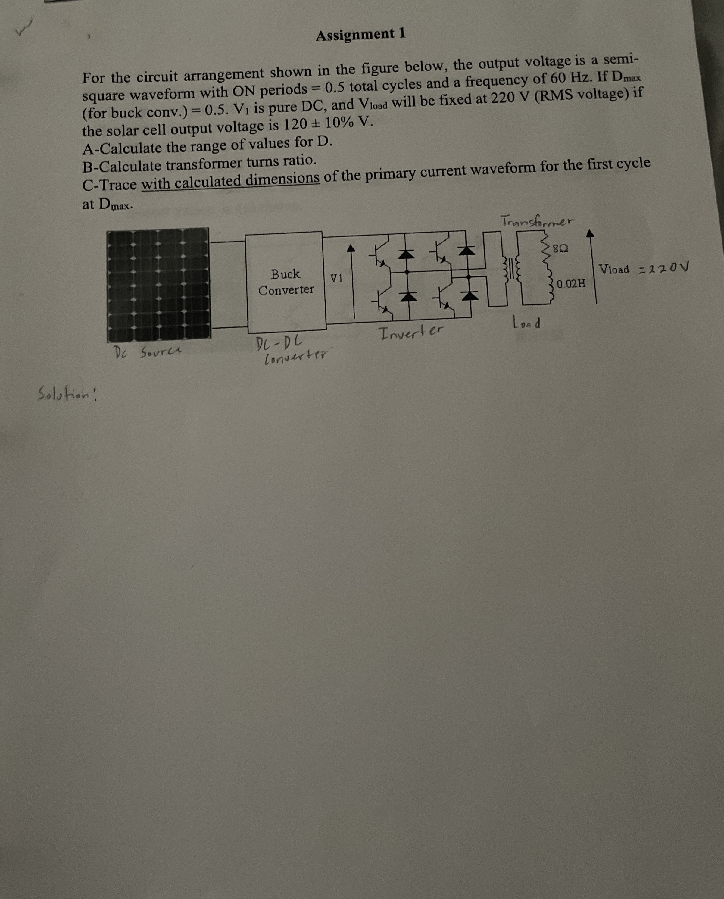 Solved Assignment 1For the circuit arrangement shown in the | Chegg.com
