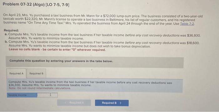 On April 23, Mrs, Yu purchased a taxi business from | Chegg.com