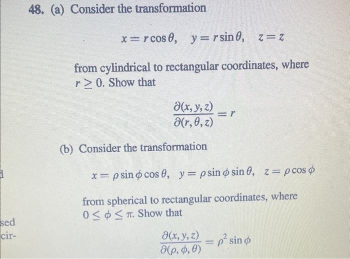 Solved 48. (a) Consider the transformation | Chegg.com