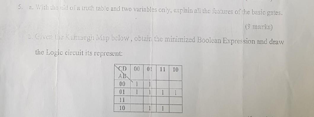 Solved 5. a. With the aid of a truth table and two variables | Chegg.com