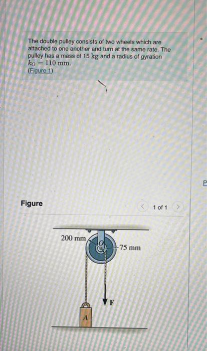 Solved The double pulley consists of two wheels which are | Chegg.com