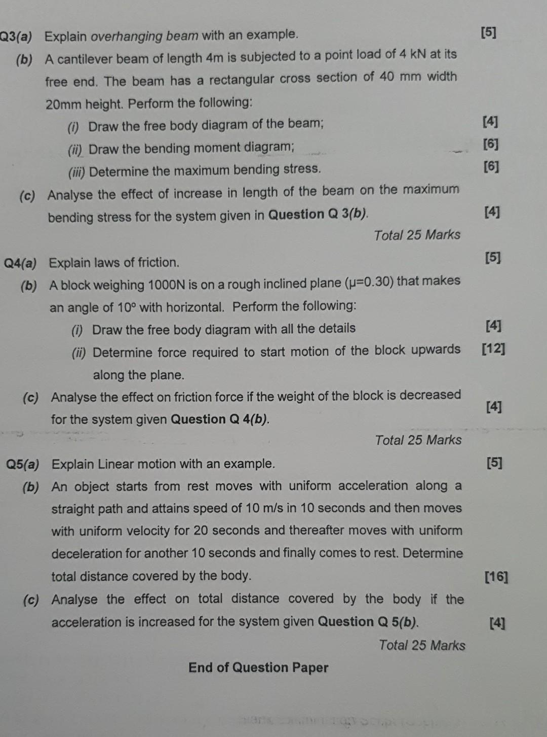 Solved Q3(a) Explain overhanging beam with an example. [5] | Chegg.com
