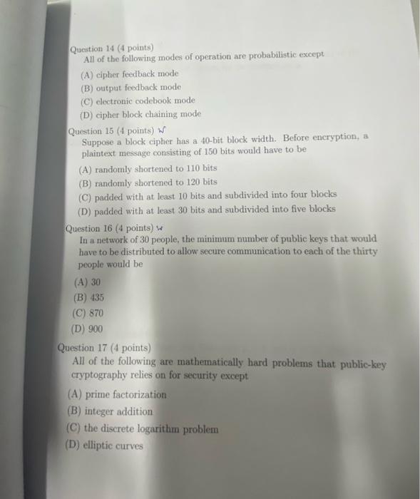 Solved Question 14 (4 points) All of the following modes of | Chegg.com