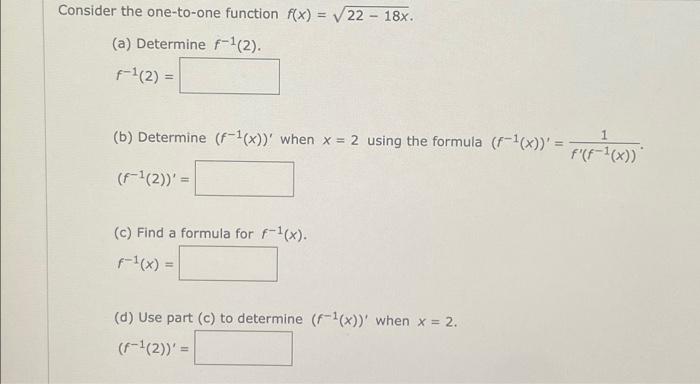Solved Consider the one-to-one function f(x) (a) Determine | Chegg.com
