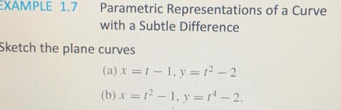 Solved XAMPLE 1.7 Parametric Representations of a Curve with | Chegg.com