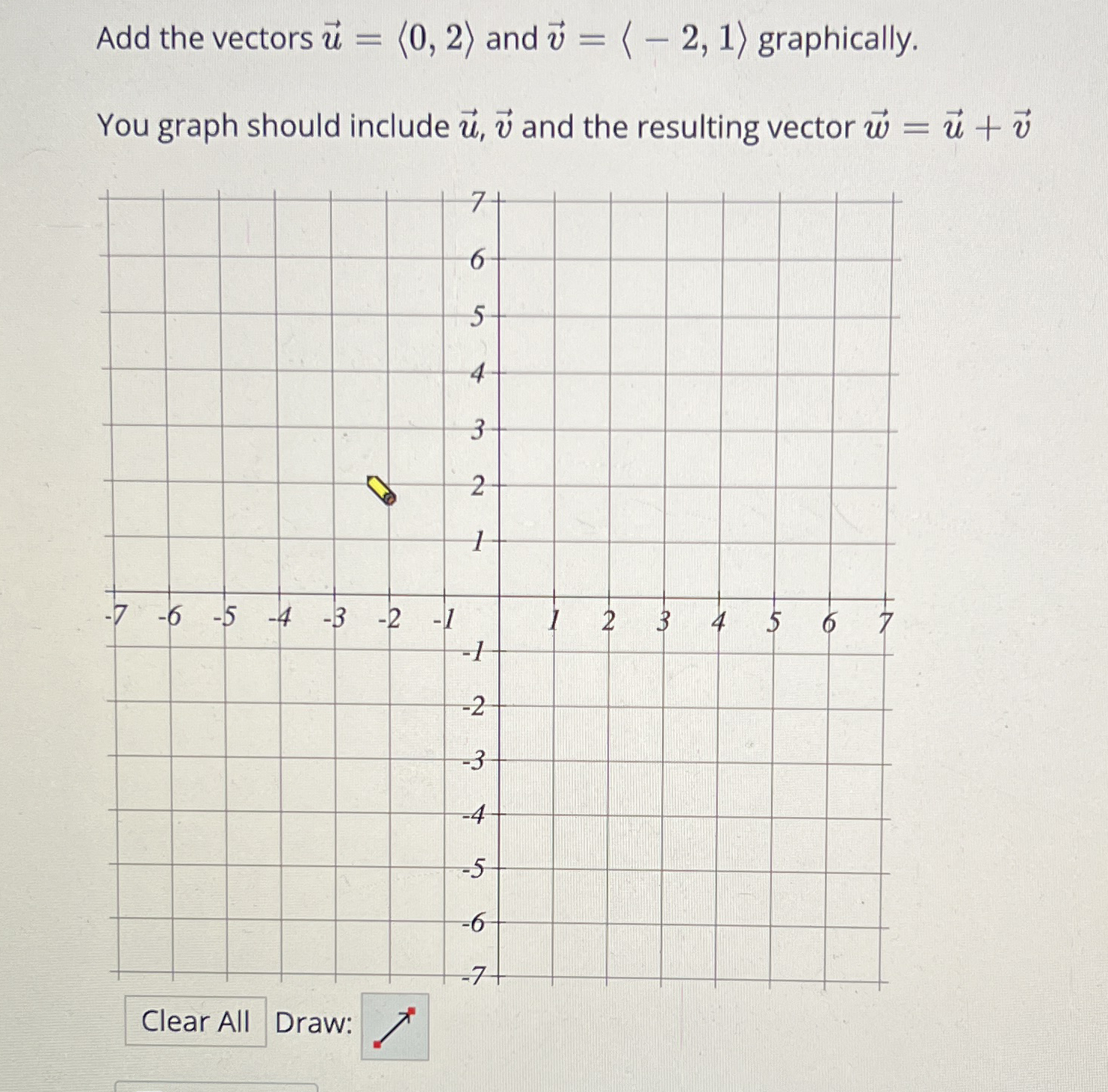 Solved Add the vectors vec(u)=(:0,2:) ﻿and vec(v)=(:-2,1:) | Chegg.com
