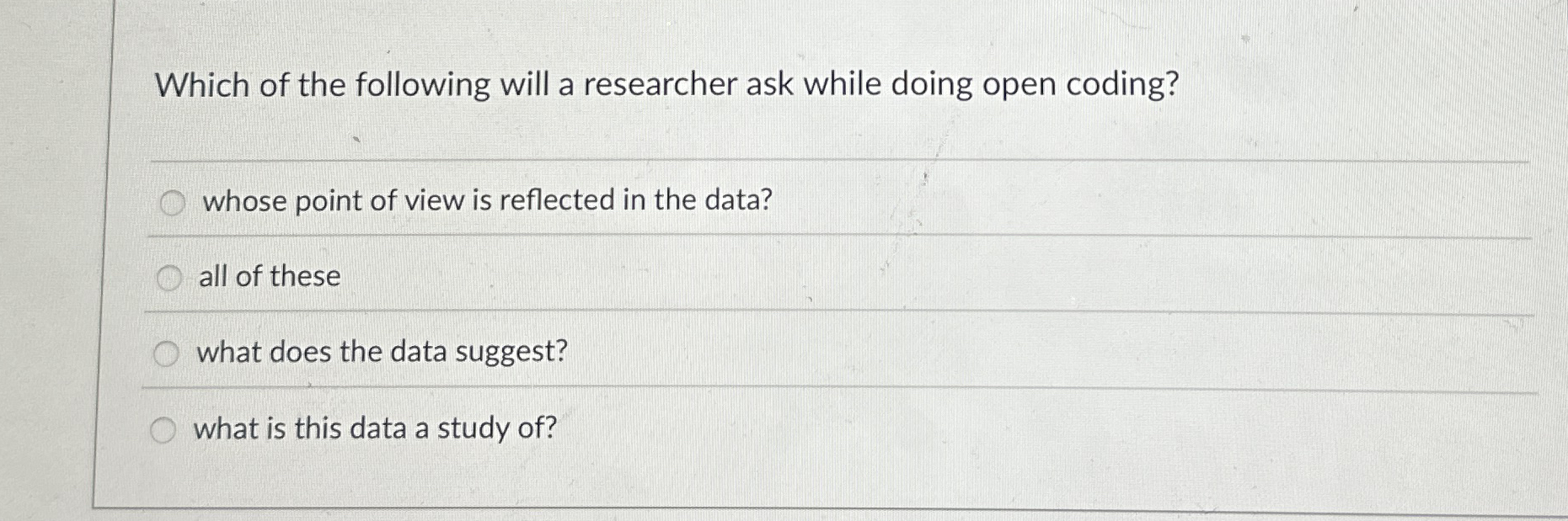 Solved Which of the following will a researcher ask while | Chegg.com