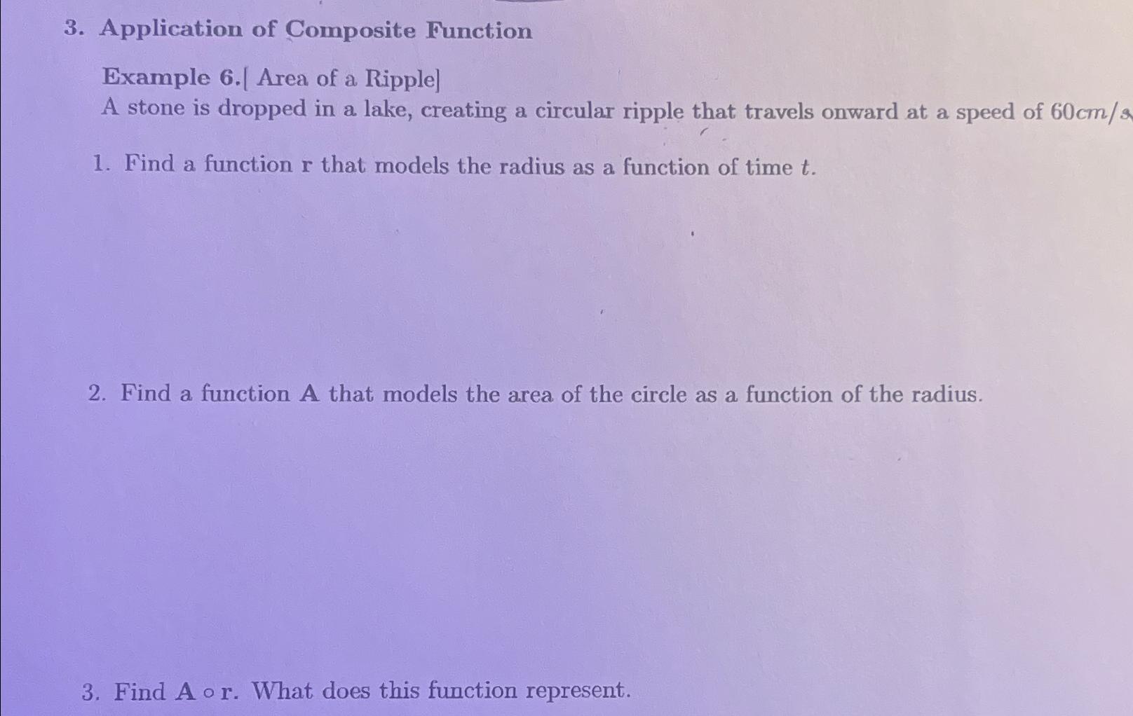 Solved Application of Composite FunctionExample 6. [ ﻿Area | Chegg.com