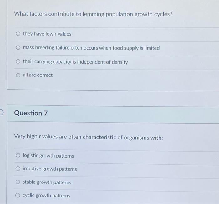 Solved What factors contribute to lemming population growth | Chegg.com