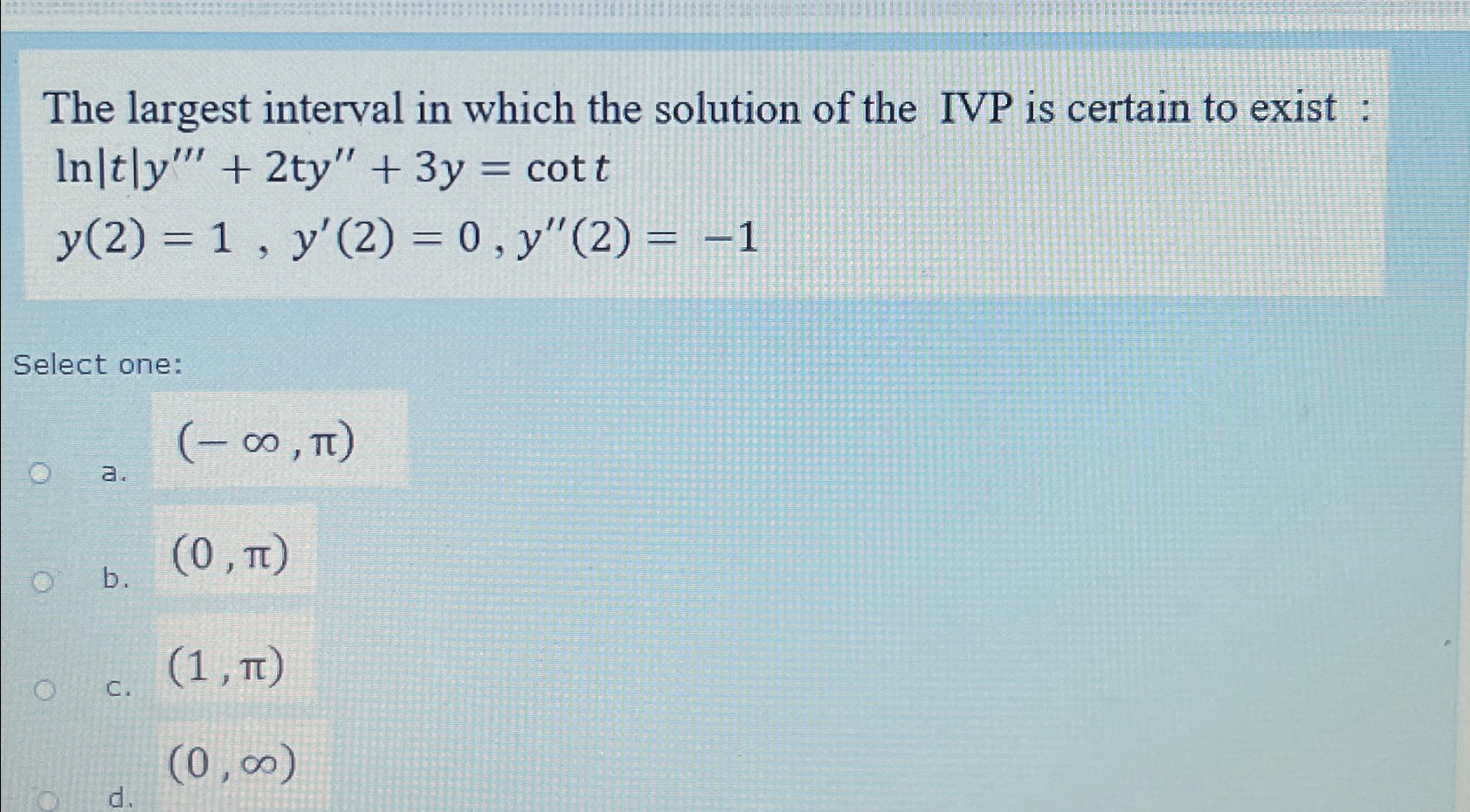 Solved The largest interval in which the solution of the IVP | Chegg.com