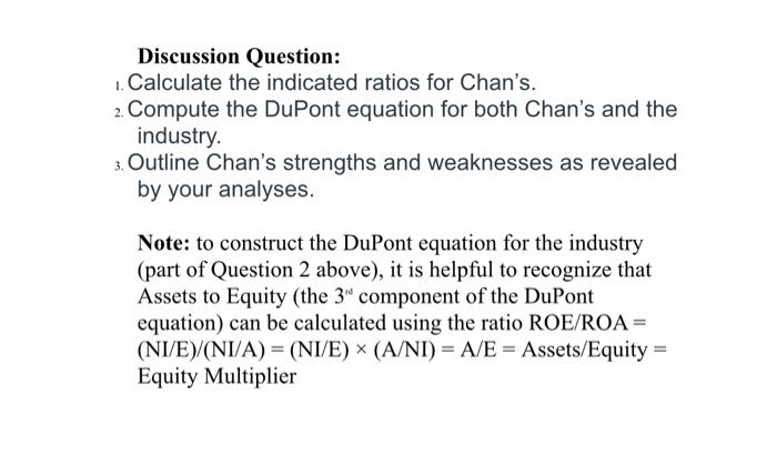 Chan's Sresters. Iac,Discussion Question: 1. | Chegg.com