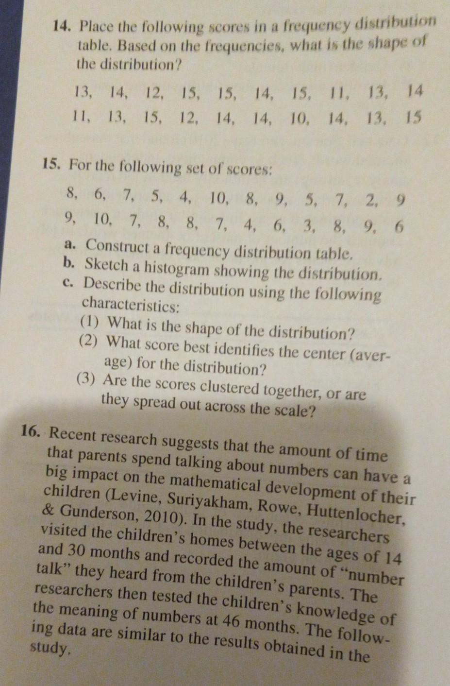 Solved 1. Place the following set of n=20 scores in a | Chegg.com