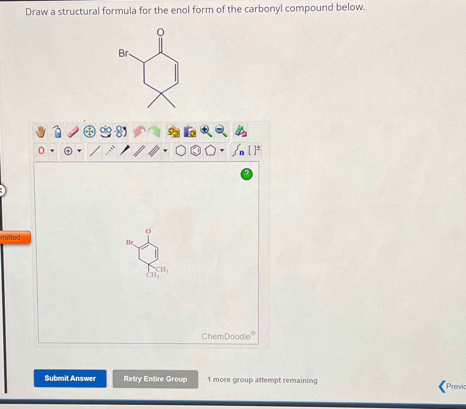 Solved Draw a structural formula for the enol form of the | Chegg.com