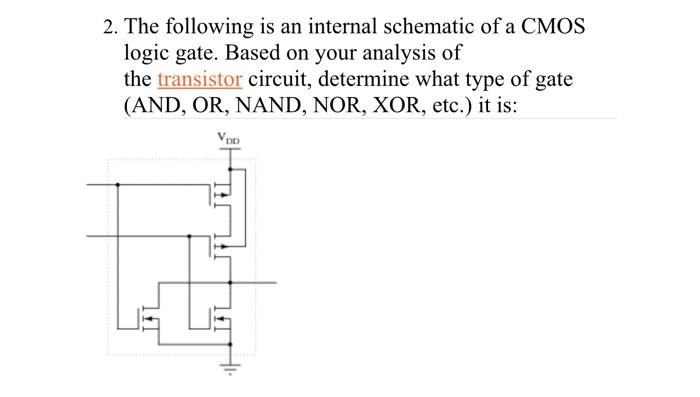 Solved 2. The following is an internal schematic of a CMOS | Chegg.com