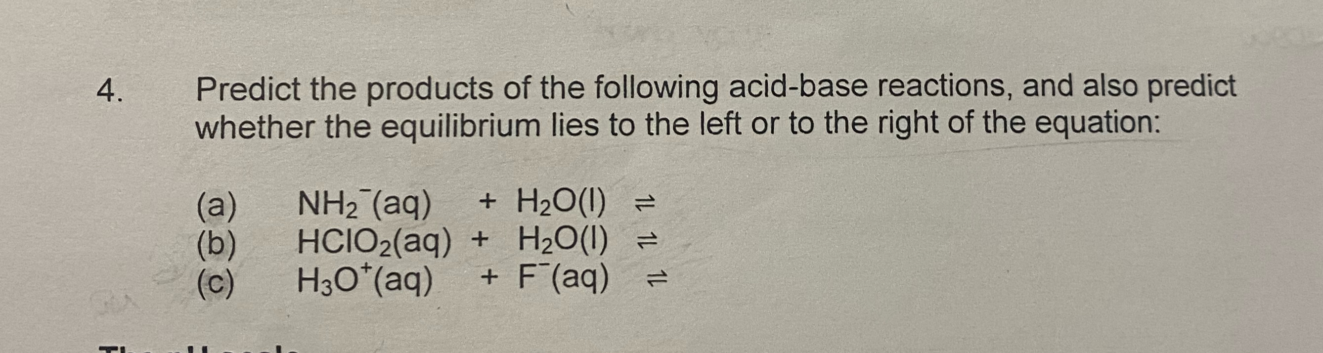 Solved Predict the products of the following acid-base | Chegg.com