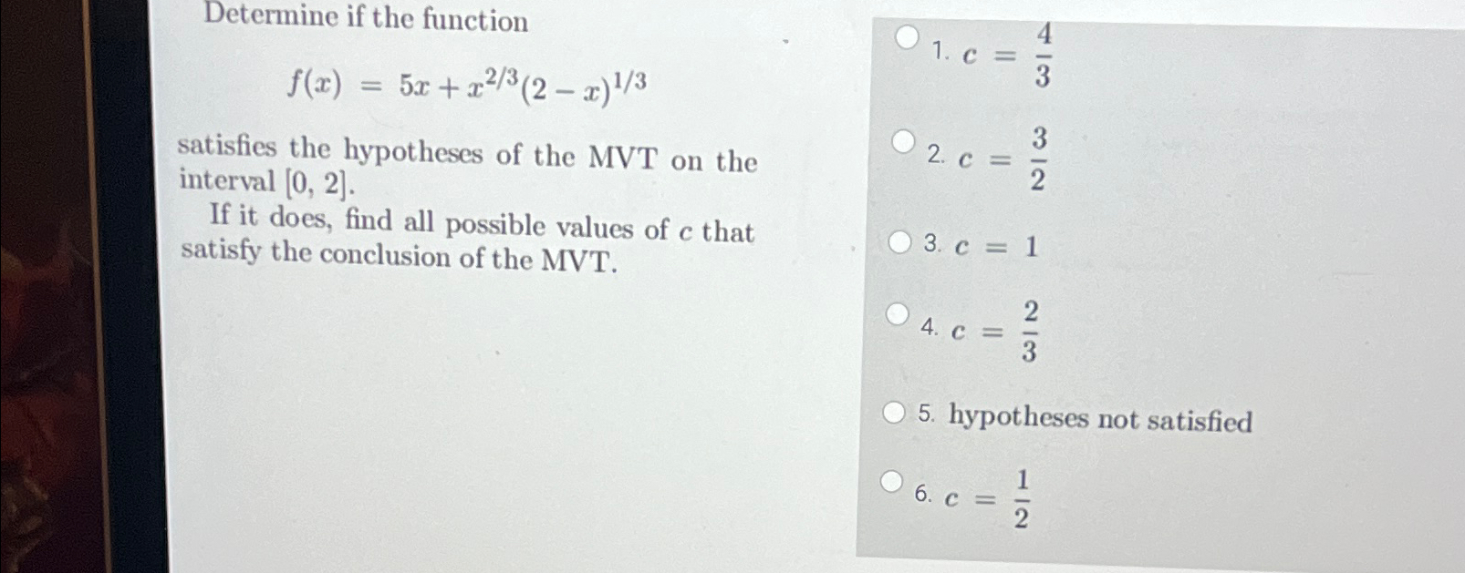 Solved Determine If The Functionf X 5x X23 2 X 13satisfies